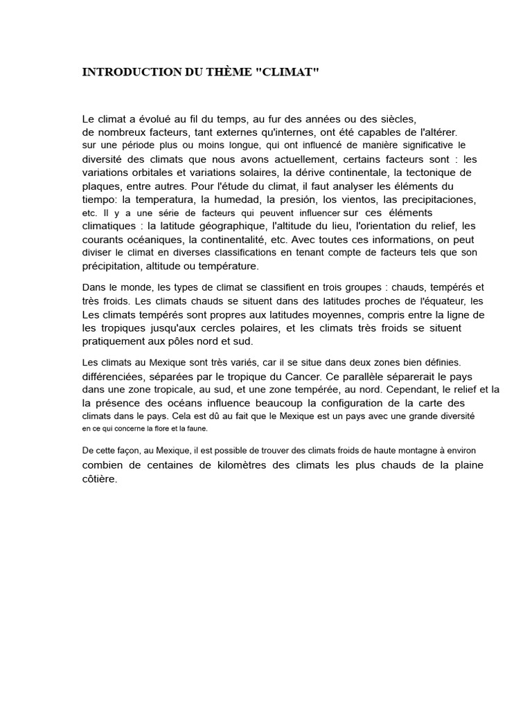 Évolution et diversité des climats au Mexique | PDF | Climat | Tropiques