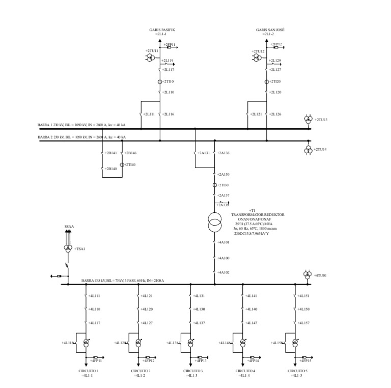 Diagram Unifilar Substation 230 KV | PDF | Electric Power