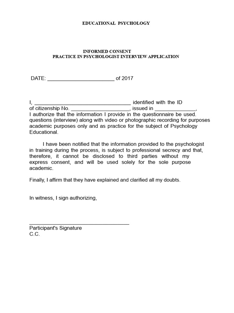 Educational Psychology Informed Consent Form | PDF