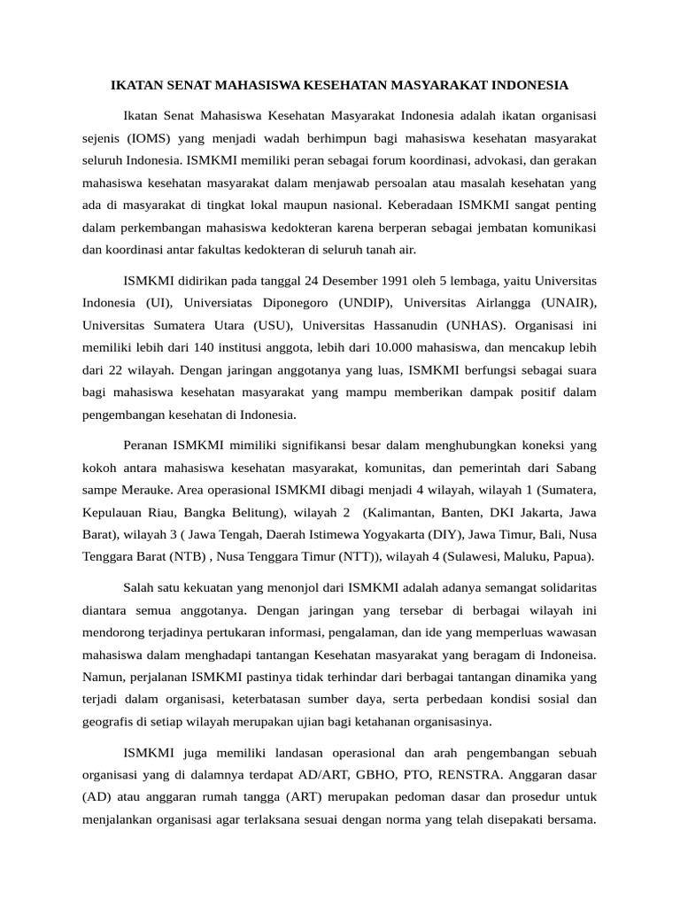 Peran ISMKMI dalam Kesehatan Masyarakat | PDF