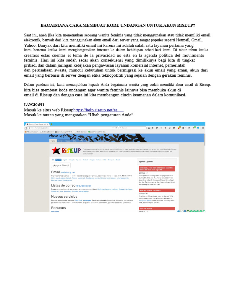 Cara Buat Kode Undangan Riseup Email | PDF