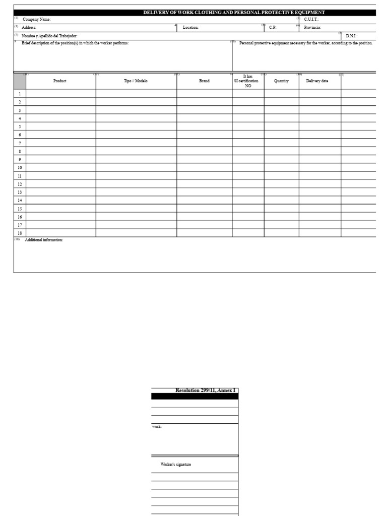 Work Clothing and PPE Delivery Form | PDF | Personal Protective Equipment | Business
