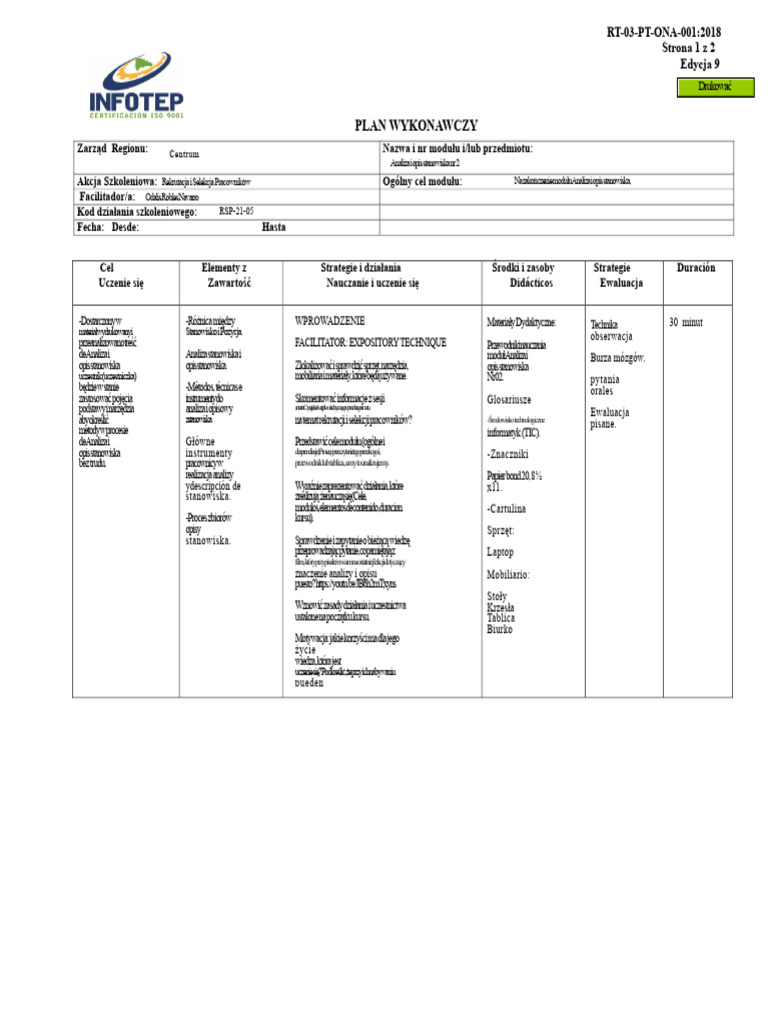2 RT-03-PT-ONA-001 PLAN WYKONANIA | PDF