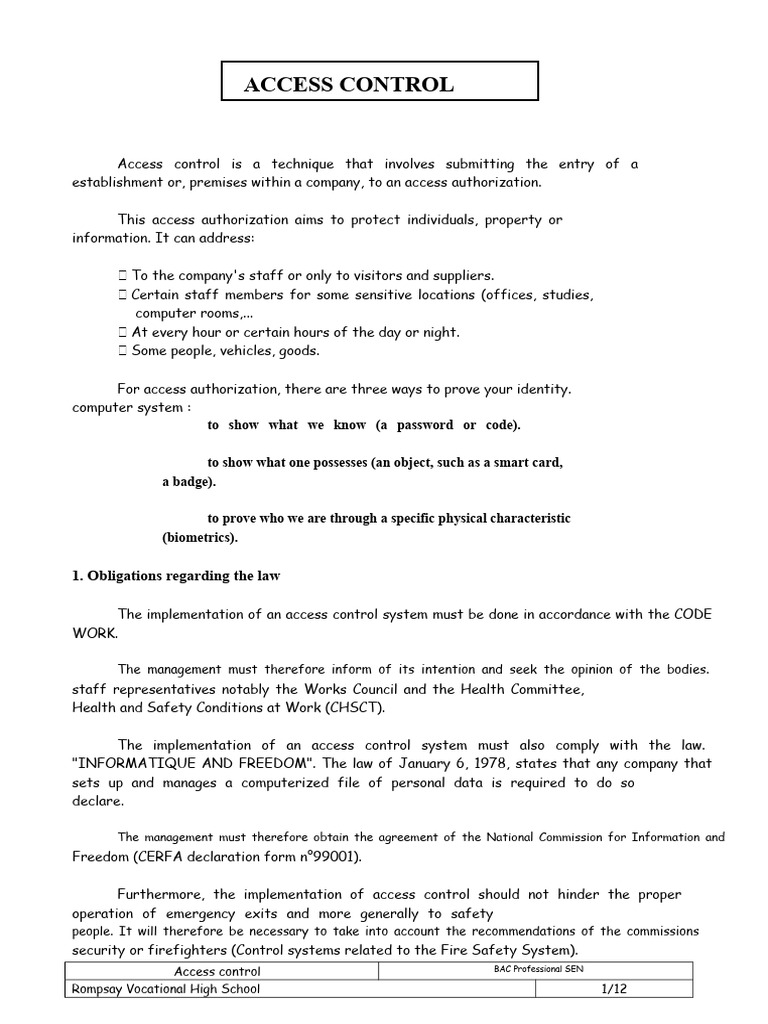 Course on Access Control | PDF | Biometrics | Access Control