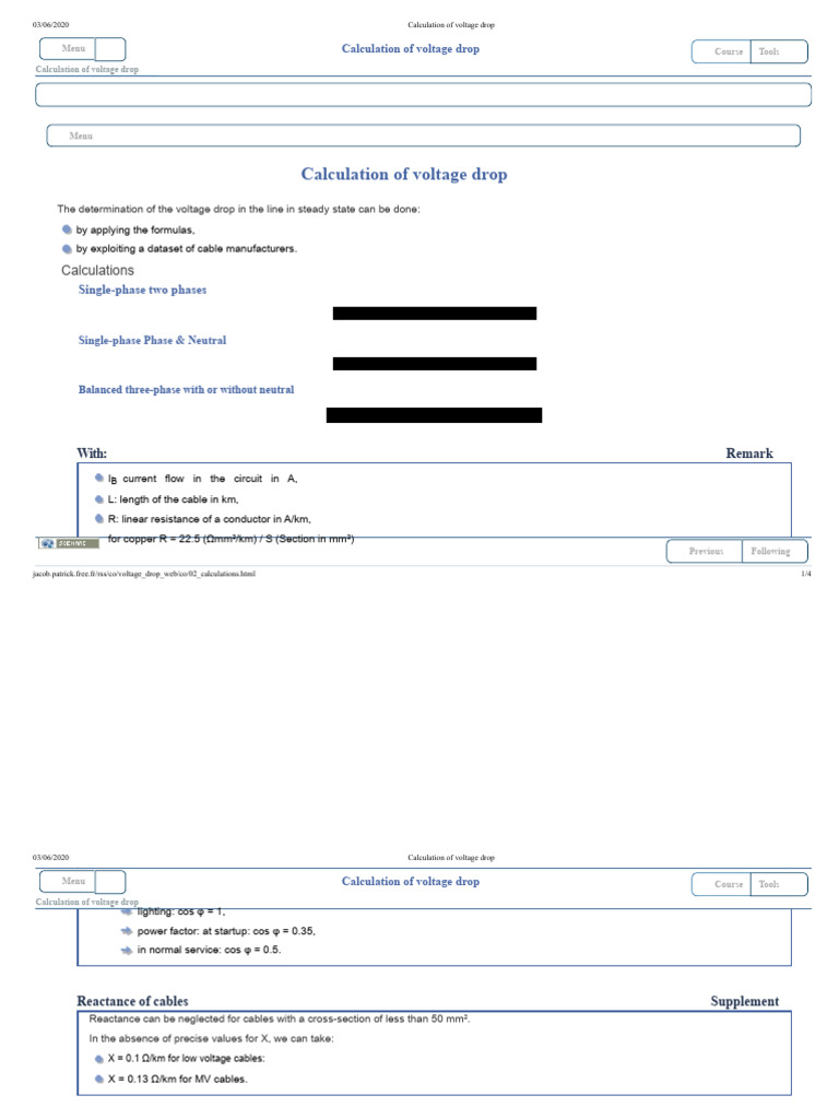 Calculation of Voltage Drop | PDF | Electrical Network | Mains Electricity
