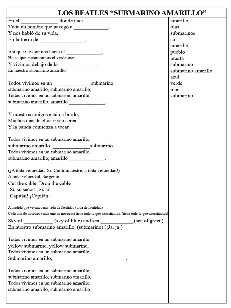 LOS BEATLES - SUBMARINO AMARILLO.pdf | PDF