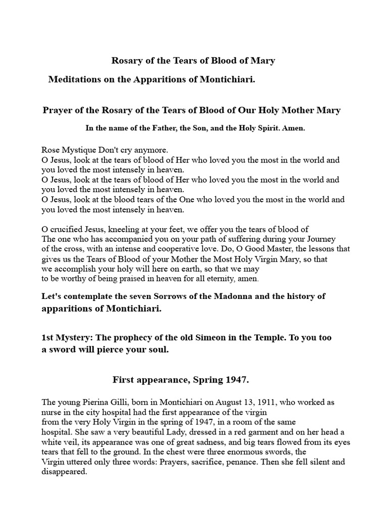 Rosary of The Tears of Mary | PDF | Mary, Mother Of Jesus | Jesus