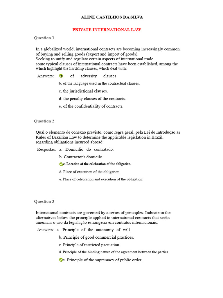 Unit 3-Private International Law Activities PDF | PDF | Common Law ...