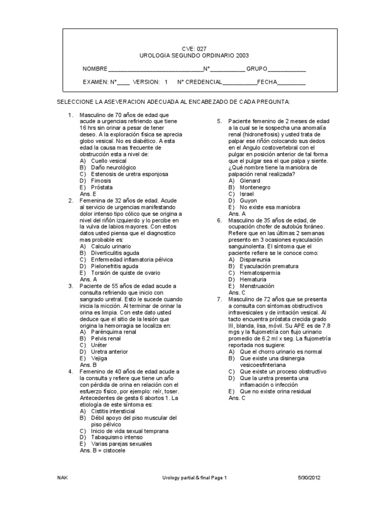 Final Uro | PDF | Sistema urinario | Enfermedades del sistema ...