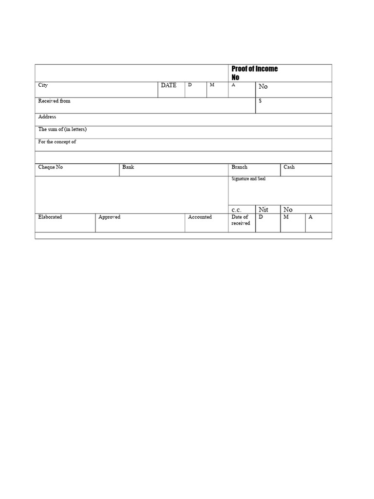 Format Proof of Income and Expense | PDF