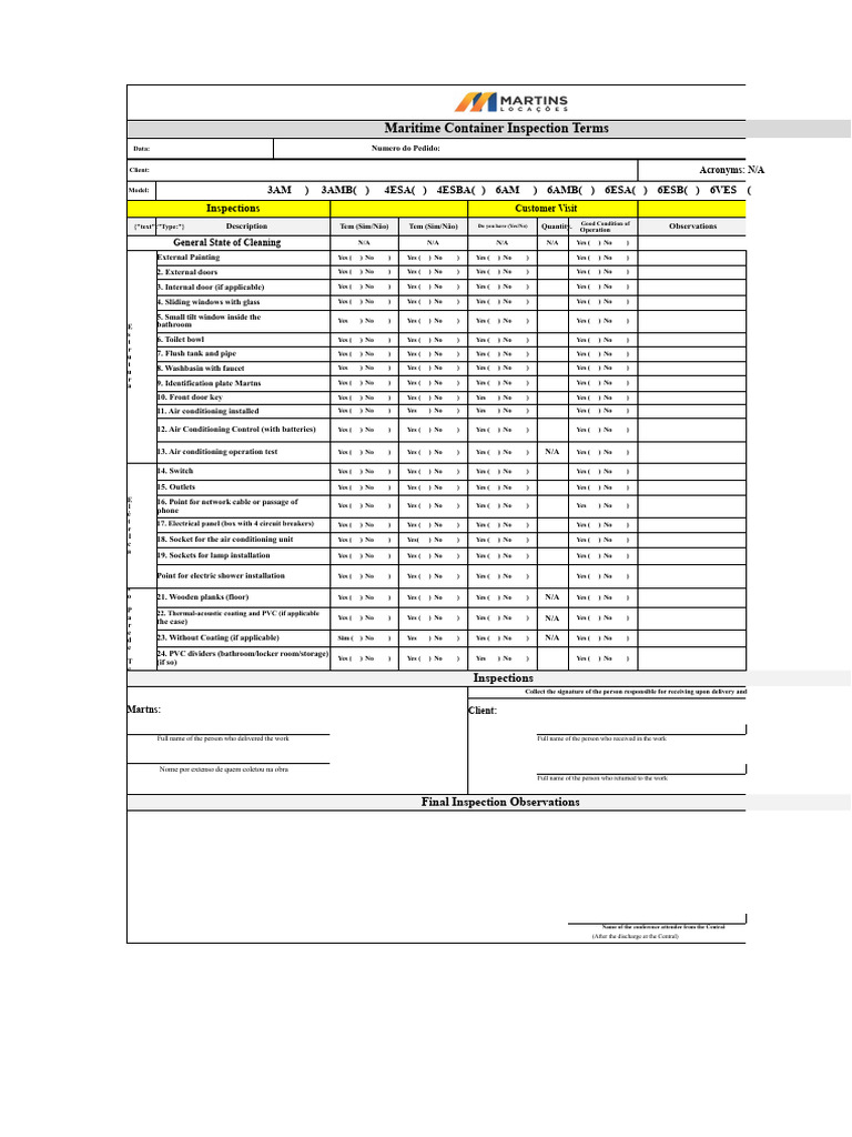 Maritime Container Inspection Checklist | PDF | Equipment | Building ...
