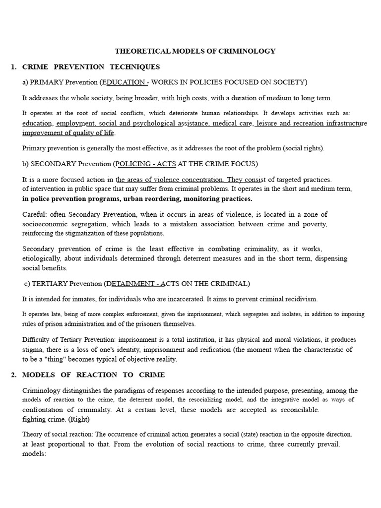 Theoretical Models of Criminology | PDF | Crimes | Crime & Violence