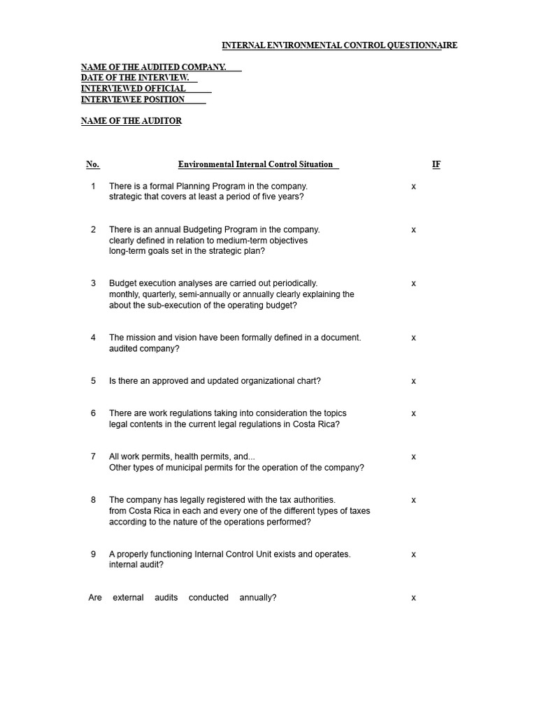Environmental Control Audit Checklist | PDF | Internal Control ...