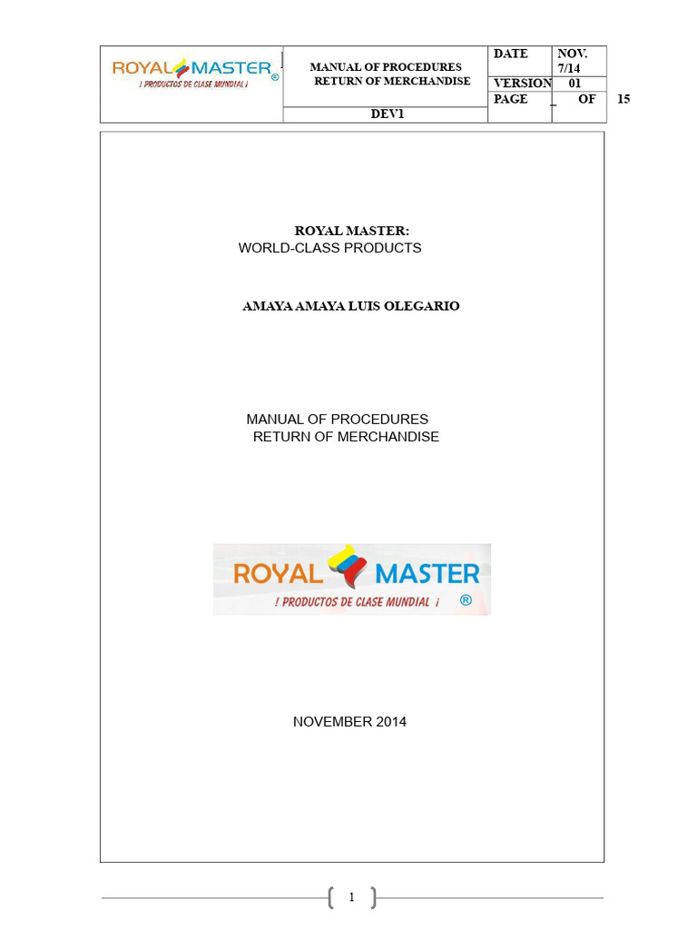 Sales Returns Procedures Manual | PDF | Goods | Business