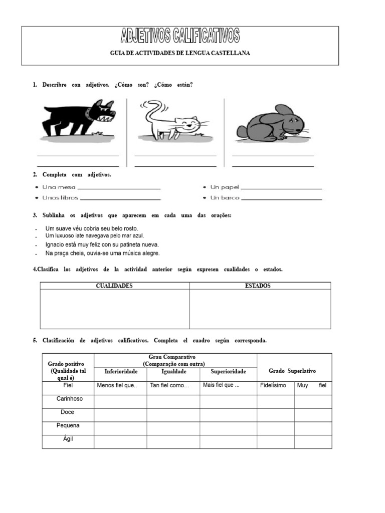 Guia de Adjetivos 1 | PDF