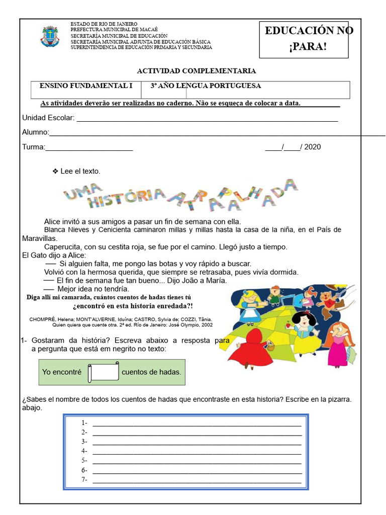 3º Año Lectura e Interpretación de Cuento Sustantivo Propio y Común ...