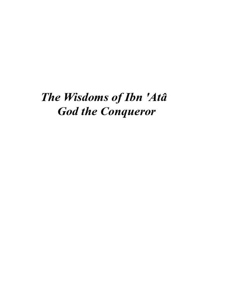 The Wisdoms of Ibn 'Ata Allah Al Iskandari | PDF | Humility | Prayer