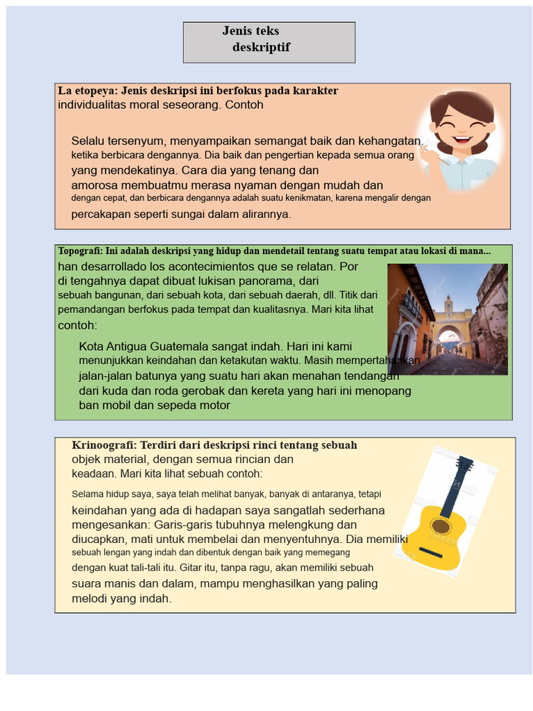 Jenis-Jenis Teks Deskriptif dalam Sastra | PDF