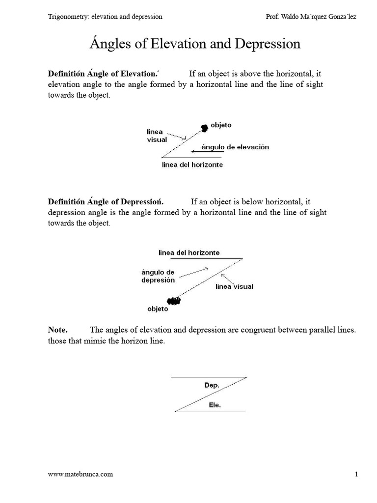 Angles of Elevation and Depression | PDF | Trigonometric Functions ...