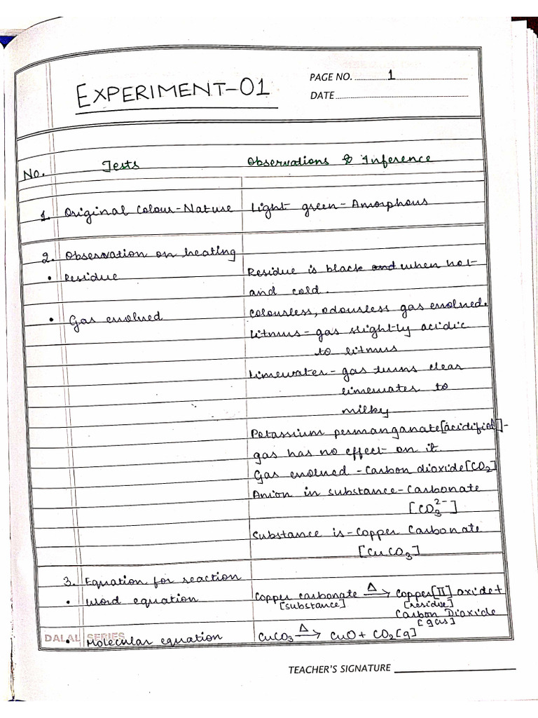 Chemistry Practical Notes | PDF