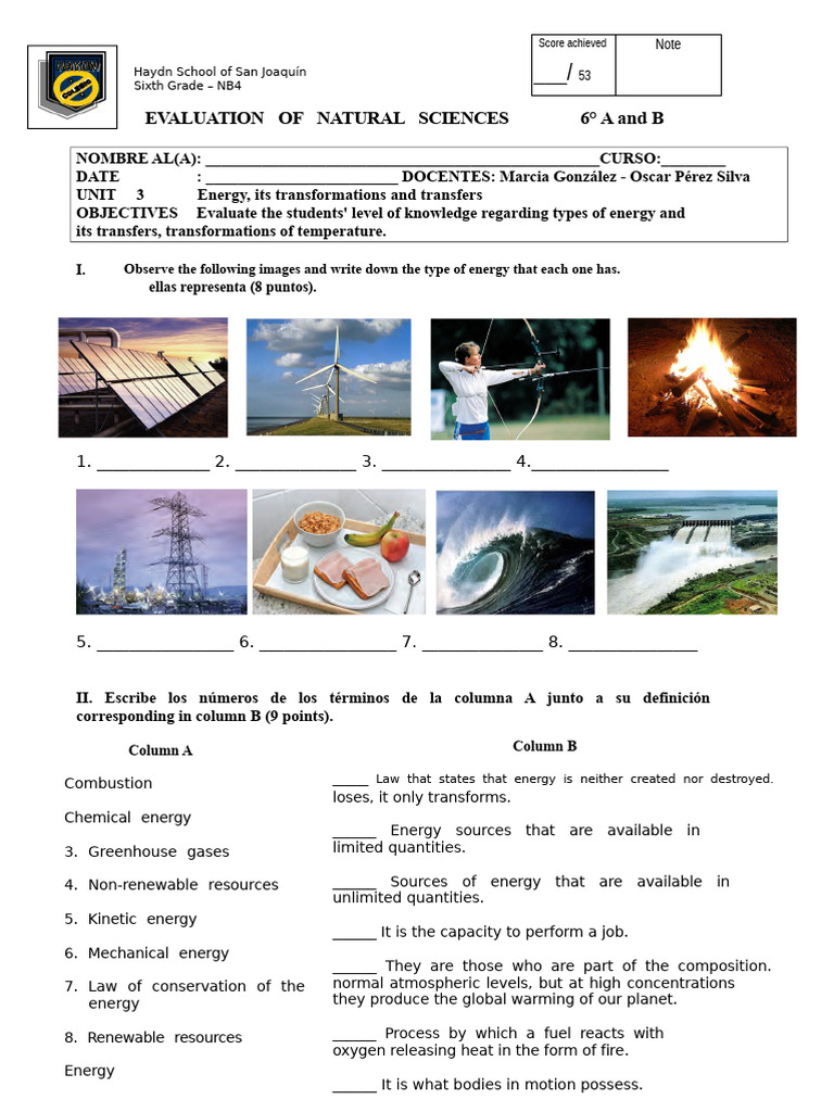 Energy Types and Transformations Quiz | PDF | Energy Development | Heat