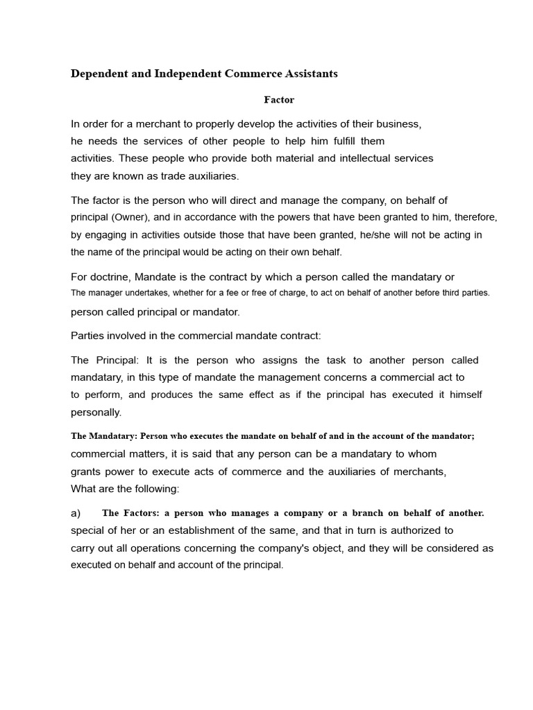 Dependent and Independent Auxiliary Workers of Commerce | PDF ...