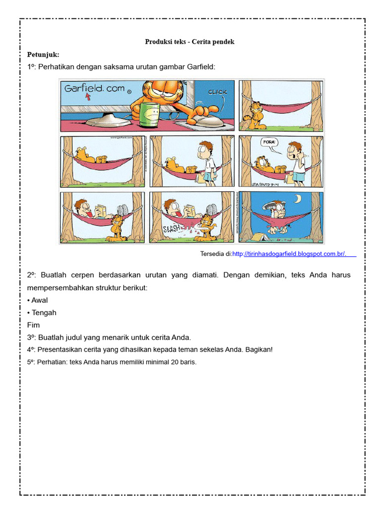 Produksi Teks Cerita Berdasarkan Sekuen Gambar Garfield Kelas 6 Kata | PDF