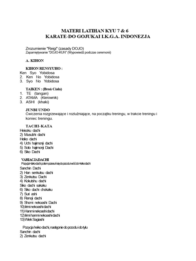 Egzamin Kyu 10 9 8 7 6 | PDF