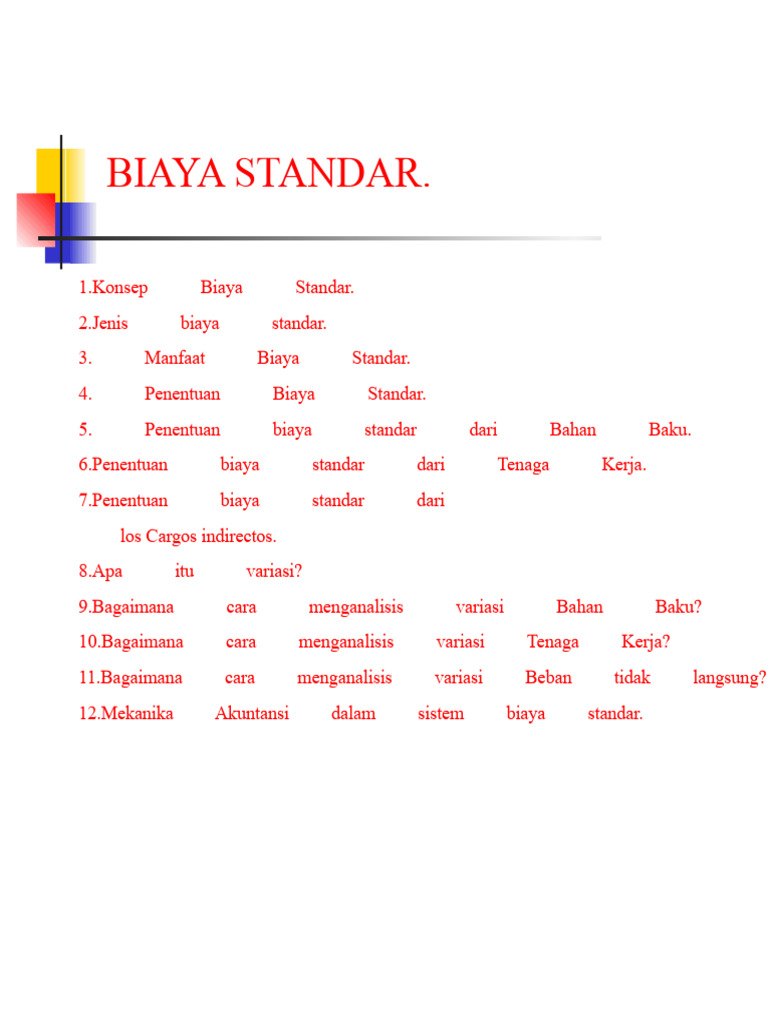 Panduan Lengkap Biaya Standar dan Variasi | PDF