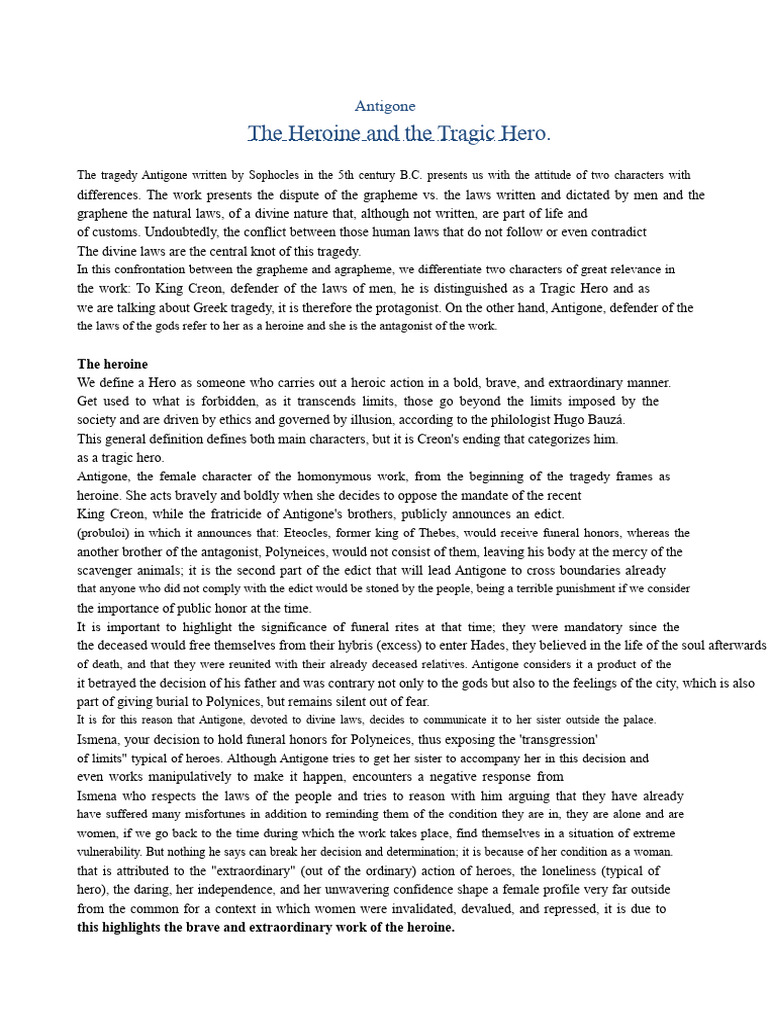 The Heroine and The Tragic Hero | PDF | Oedipus | Theban Mythology