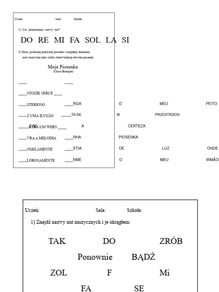 Nazwy Nut Muzycznych | PDF