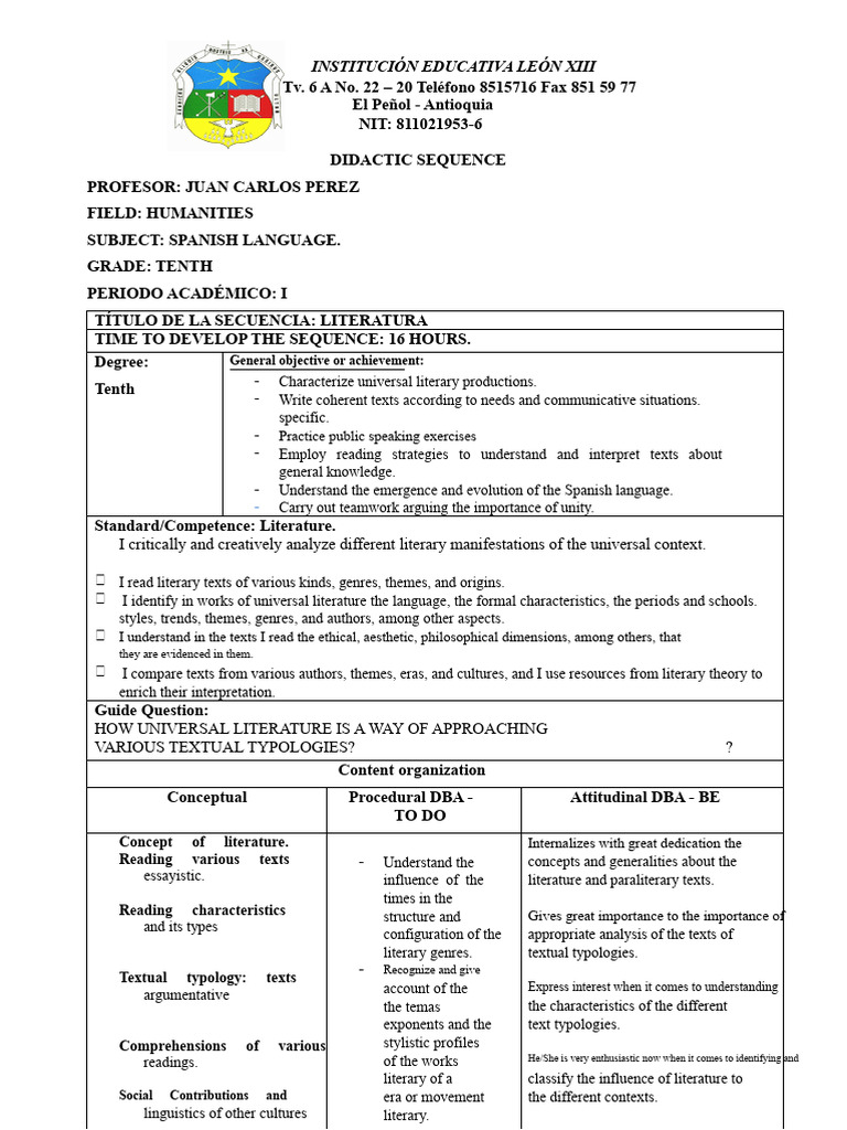 10 Didactic Sequence | PDF | Reading Comprehension | Knowledge