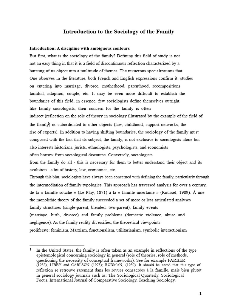 Sociology of the Family Overview | PDF | Family | Sociology
