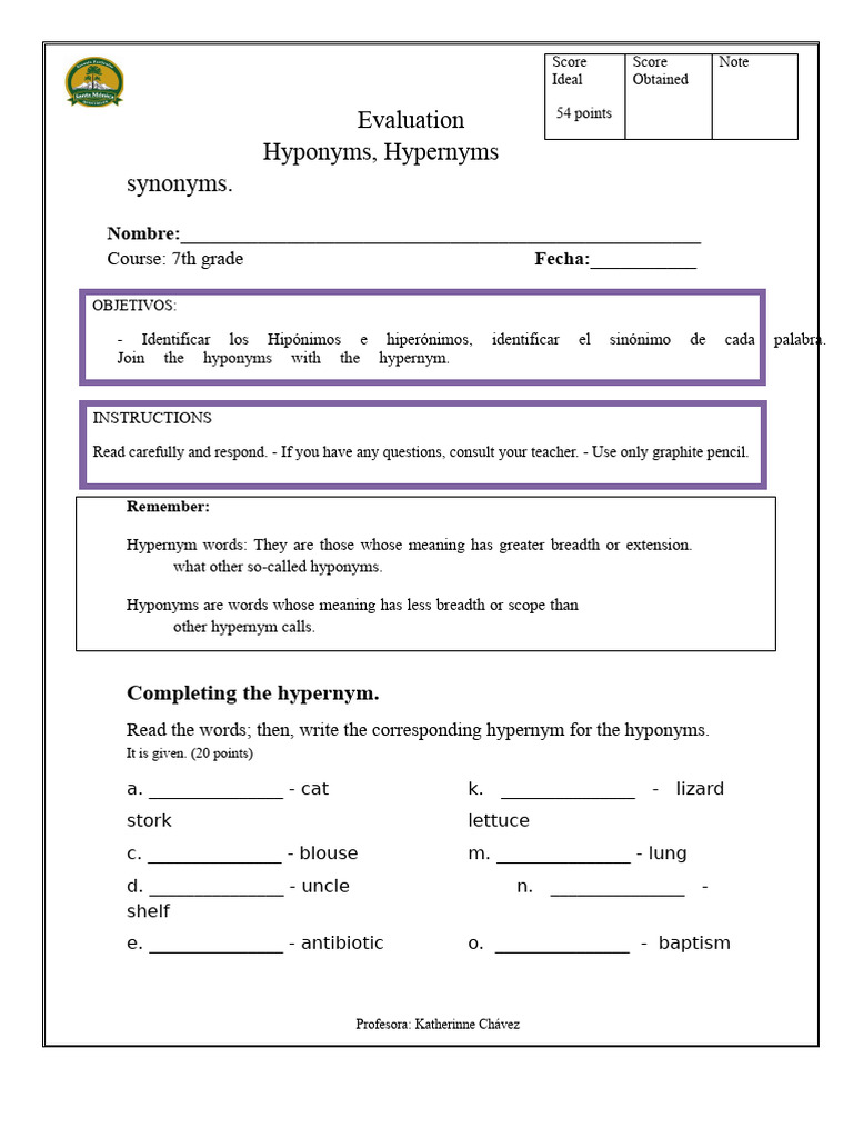 Hyponyms and Hypernyms 7 | PDF | Lexical Semantics