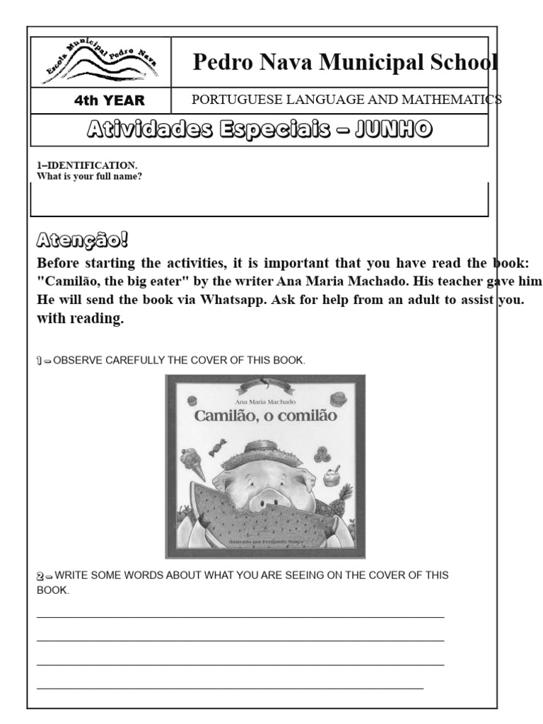 4th Year Portuguese & Math Activities | PDF | Brazil | Pig