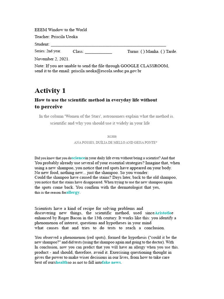 Applying the Scientific Method Daily | PDF | Clinical Trial | Hypothesis