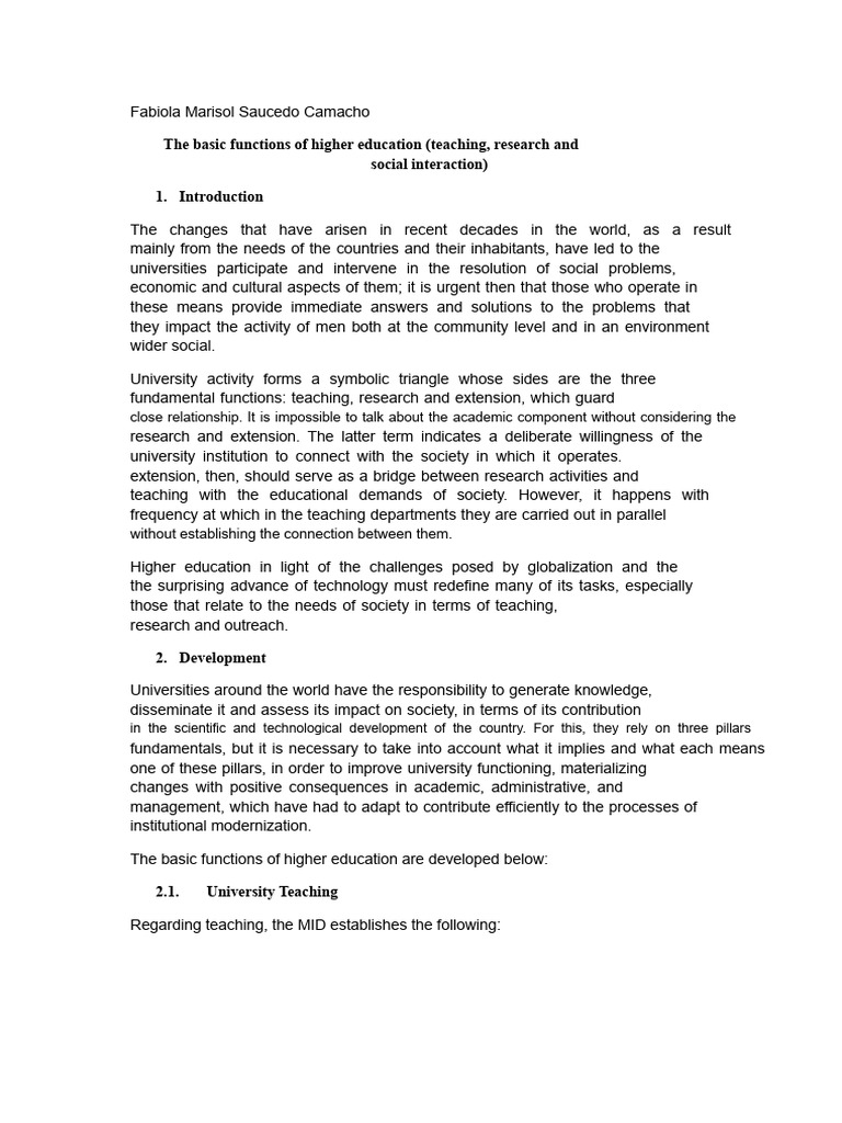 The Basic Functions of Higher Education | PDF | Semantics | Knowledge