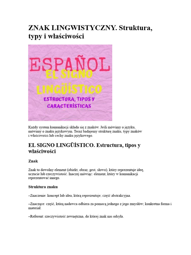 1 Znak Lingwistyczny | PDF