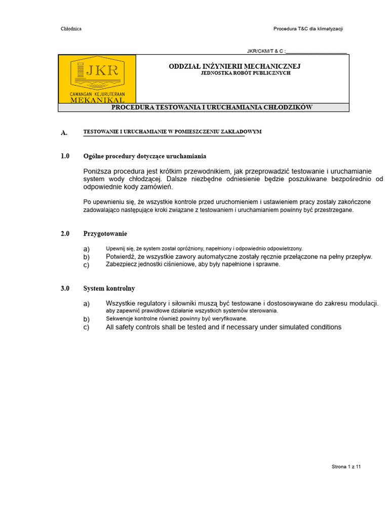 Chiller Testing Procedure Rev 3 PDF | PDF