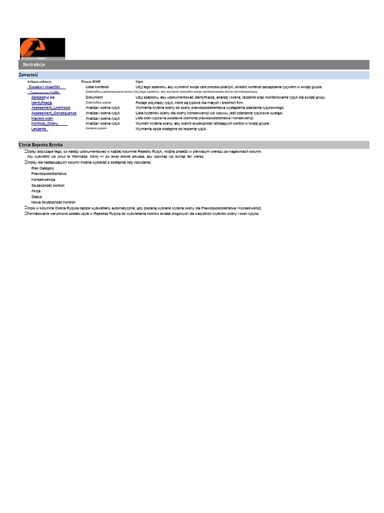 Przykładowy Rejestr Ryzyk | PDF