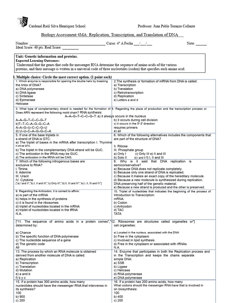4 Half - Replication Transcription and Translation | PDF | Rna ...