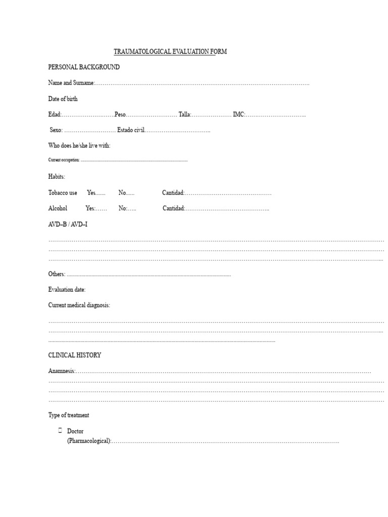 Traumatological Evaluation Form | PDF | Anatomical Terms Of Motion ...