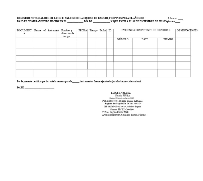 Registro Notarial Luigi E. Valdez 2013 | PDF