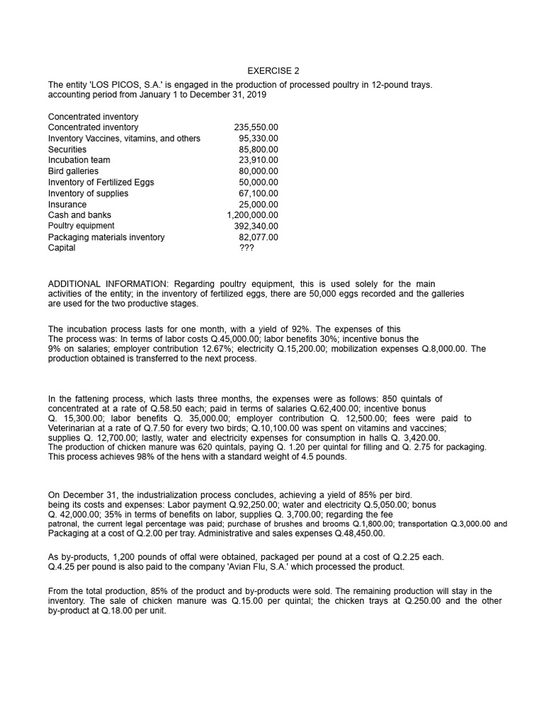 Exercise 2 - Poultry Accounting | PDF | Expense | Inventory
