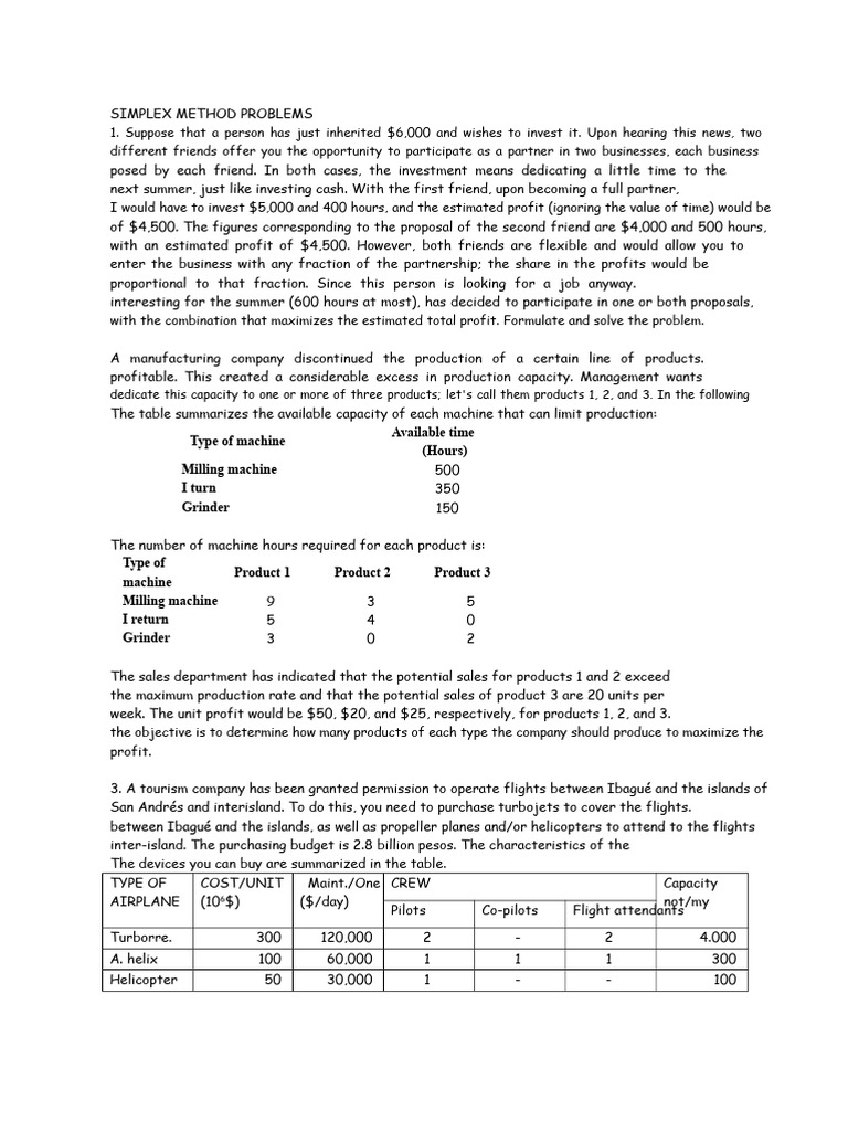 Simplex Method Problems | PDF | Linear Programming | Economies