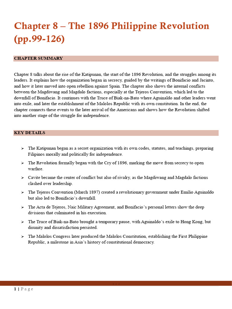 1896 Philippine Revolution Overview | PDF | Philippines | Spanish East ...
