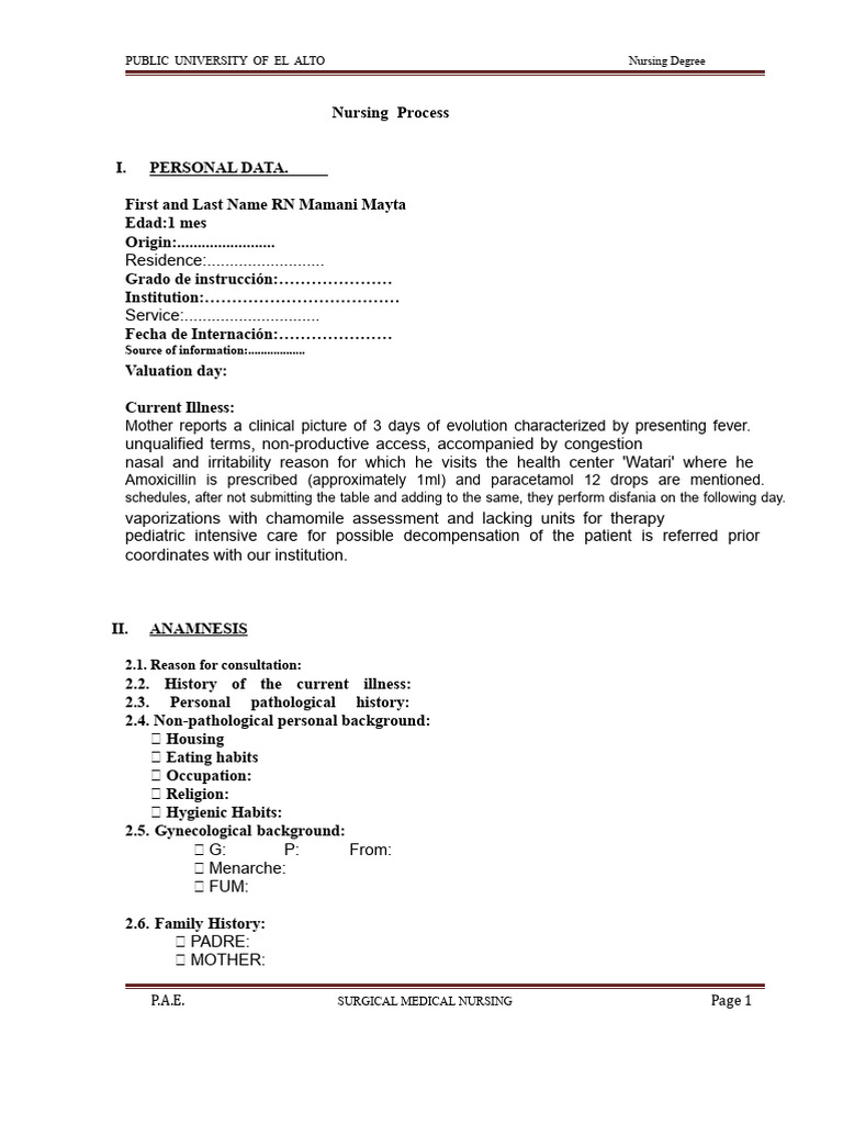 Pae Format | PDF | Medical Diagnosis | Nursing
