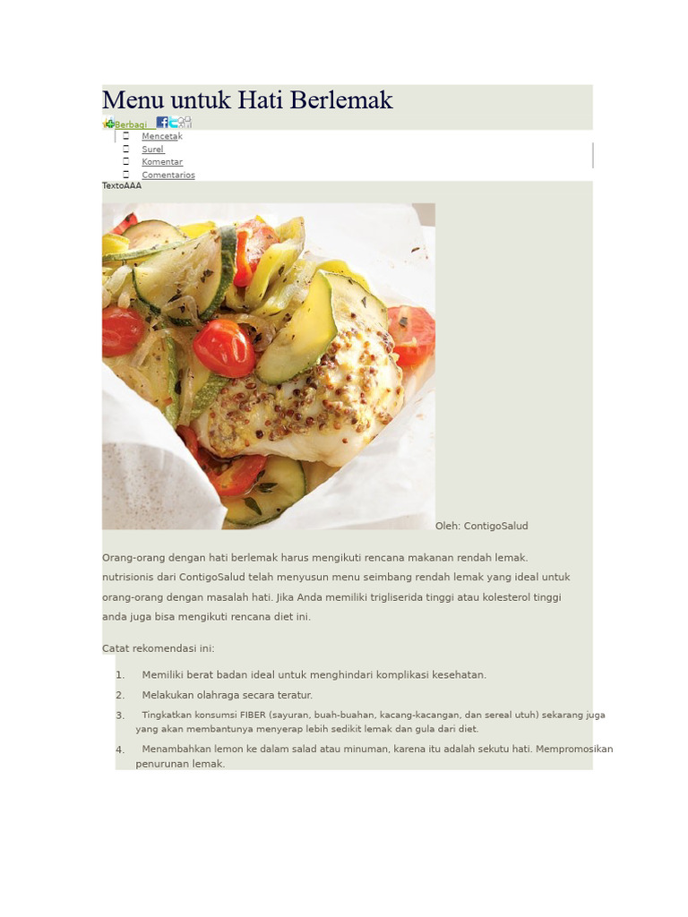 Menu Sehat untuk Hati Berlemak | PDF