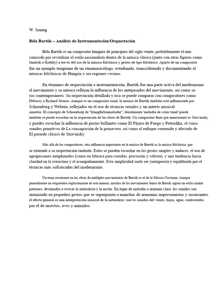 Orquestación en el Concierto para Orquesta de Bartók | PDF | Instrumentos musicales | Clarinete