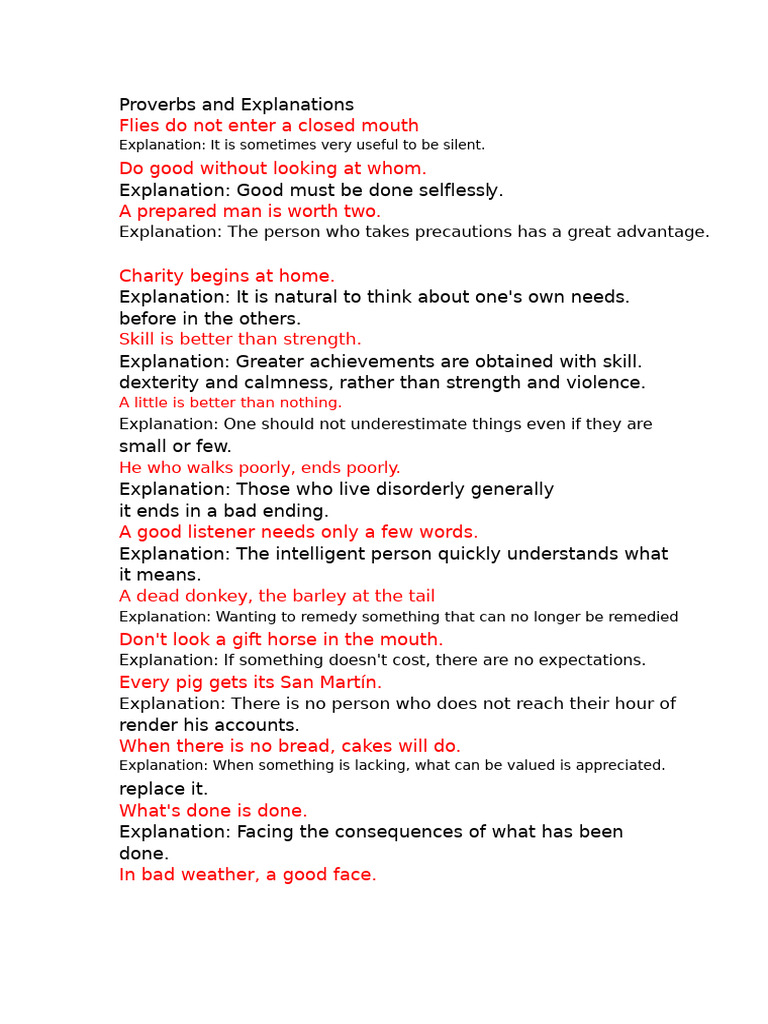 Proverbs and Explanations | PDF